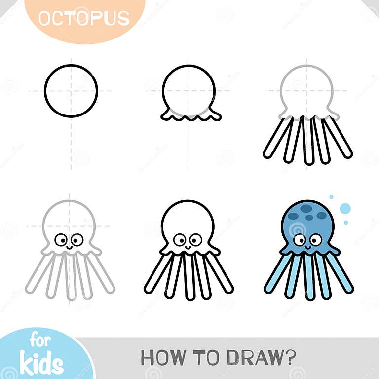 How To Draw Octopus for Children. Step by Step Drawing Tutorial Stock ...