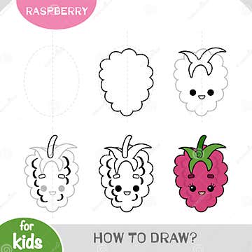 How To Draw Raspberry for Children. Step by Step Drawing Tutorial Stock ...