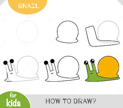 How To Draw Snail for Children. Step by Step Drawing Tutorial Stock ...