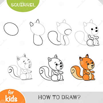How To Draw Squirrel for Children. Step by Step Drawing Tutorial Stock ...