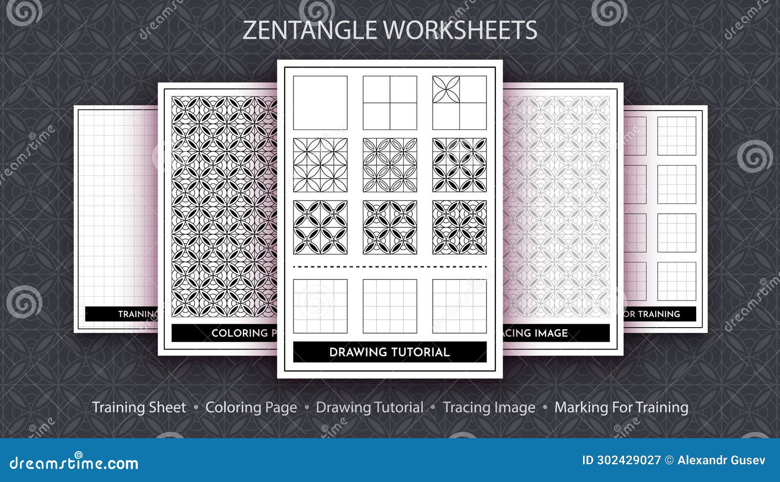 How To Draw A Zentangle. Step By Step Drawing Tutorial. Draw Guide. Simple Instruction For Kids ...