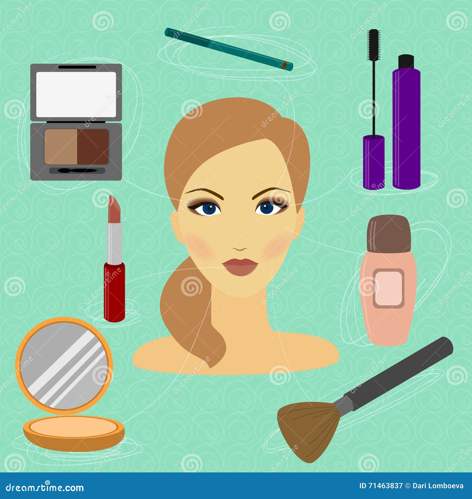How To Make a Beautiful Woman with Makeup. Stock Illustration ...