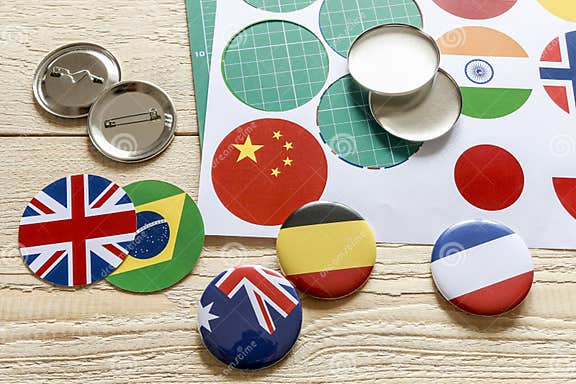 How To Make Button Badges with Different Country Flags Stock Image ...