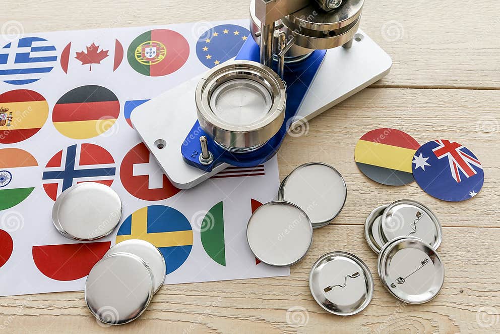How To Make Button Badges with Different Country Flags Stock Photo ...