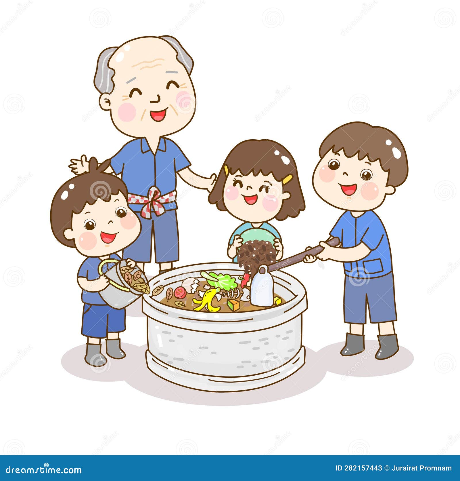 Cartoon Farmer Make Compost Vector. Stock Vector - Illustration of ...