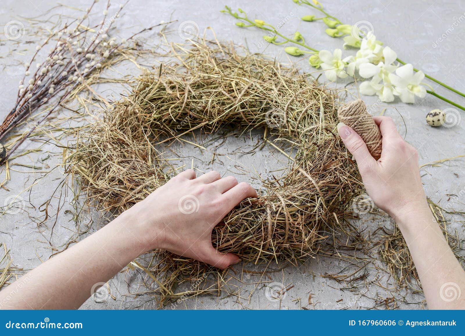 How To Make Easter Floral Arrangement with Hay Wreath and Orchid ...
