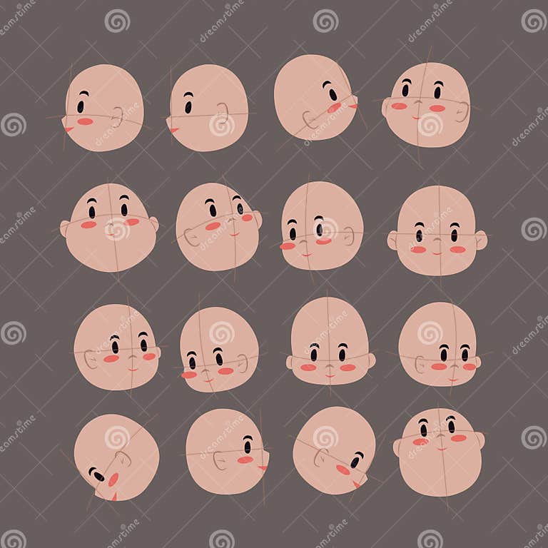 Set of Different Angles. Face Angle Stock Vector - Illustration of ...