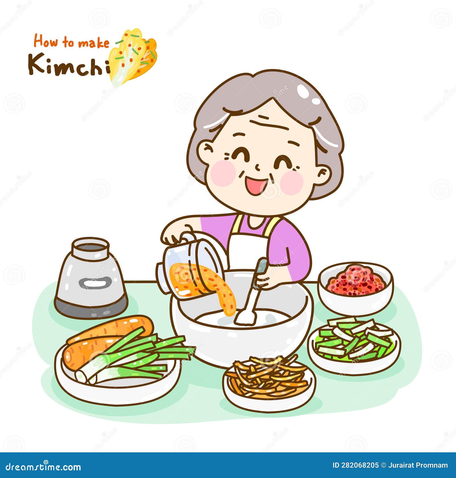 How to make kimchi vector. stock illustration. Illustration of green ...