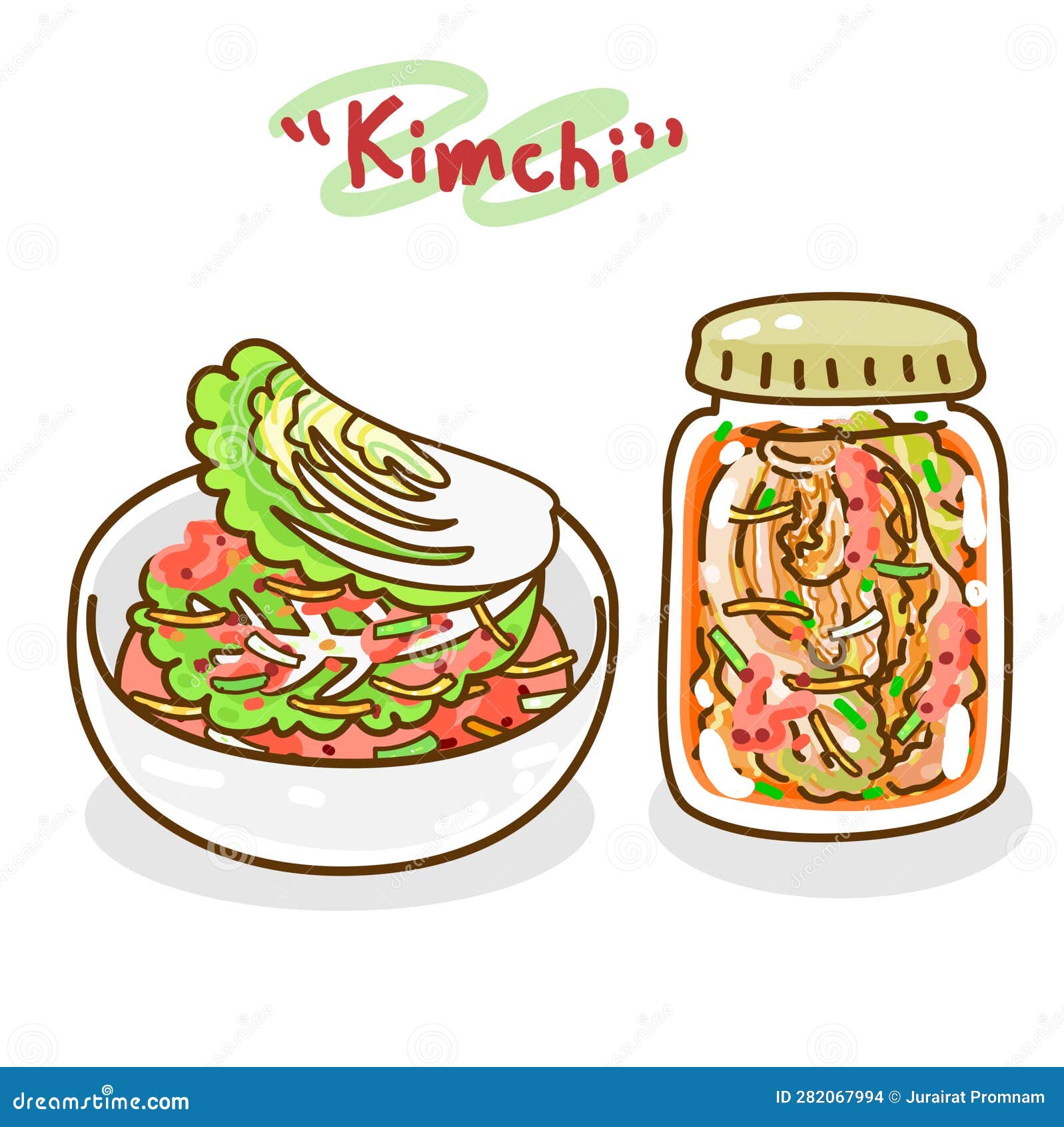 Kimchi Homemade on Background Vector. Stock Illustration - Illustration ...
