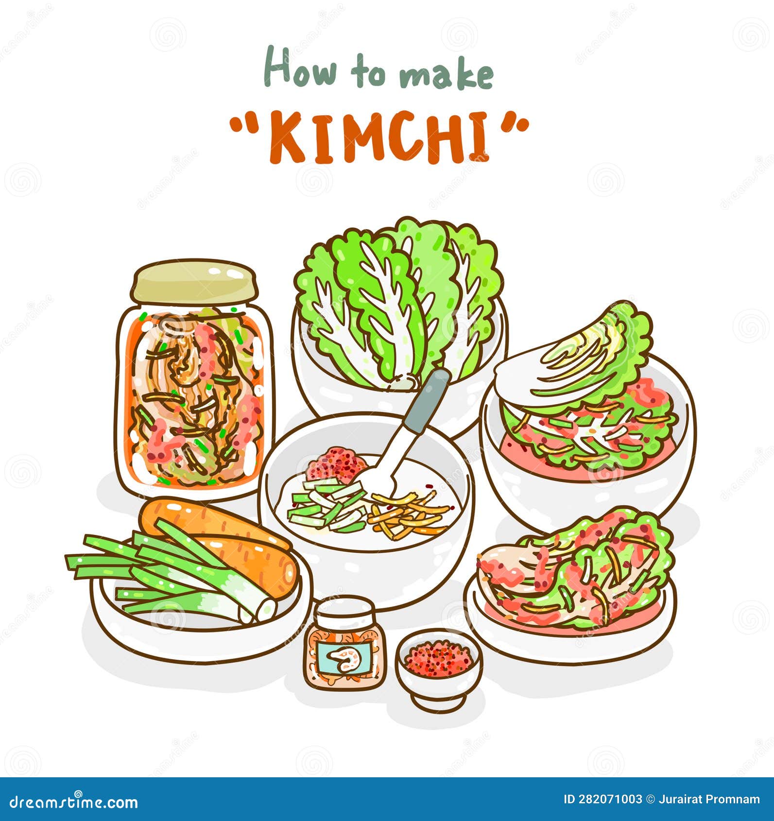 Kimchi Homemade on Background Vector. Stock Illustration - Illustration ...