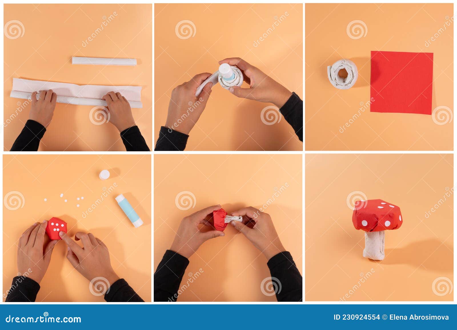 Handmade Craft for Kids, How To Make Mushroom from Paper, Easy Tutorial ...