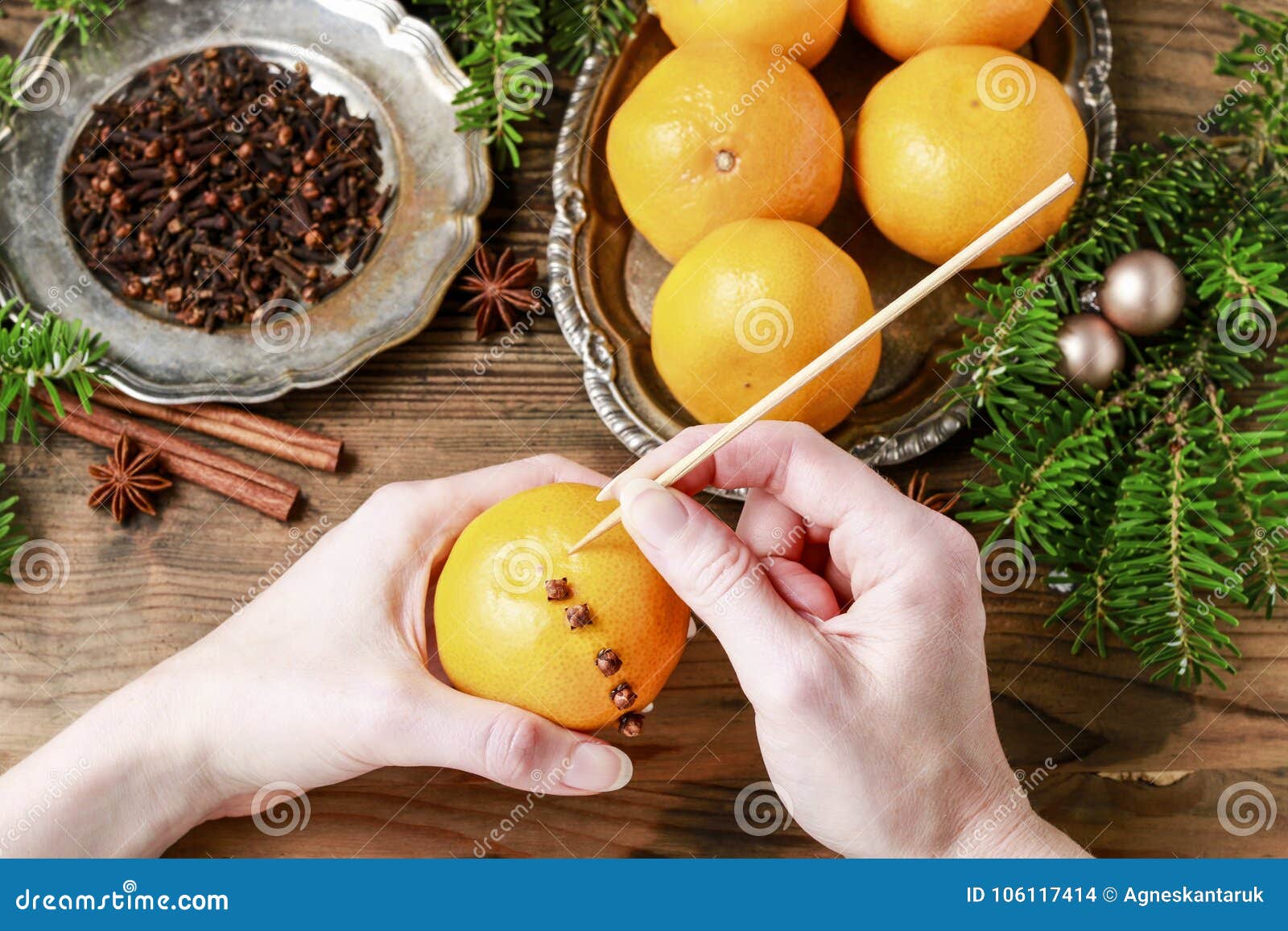 How To Make Orange Pomander Ball - Step by Step Stock Photo - Image of ...