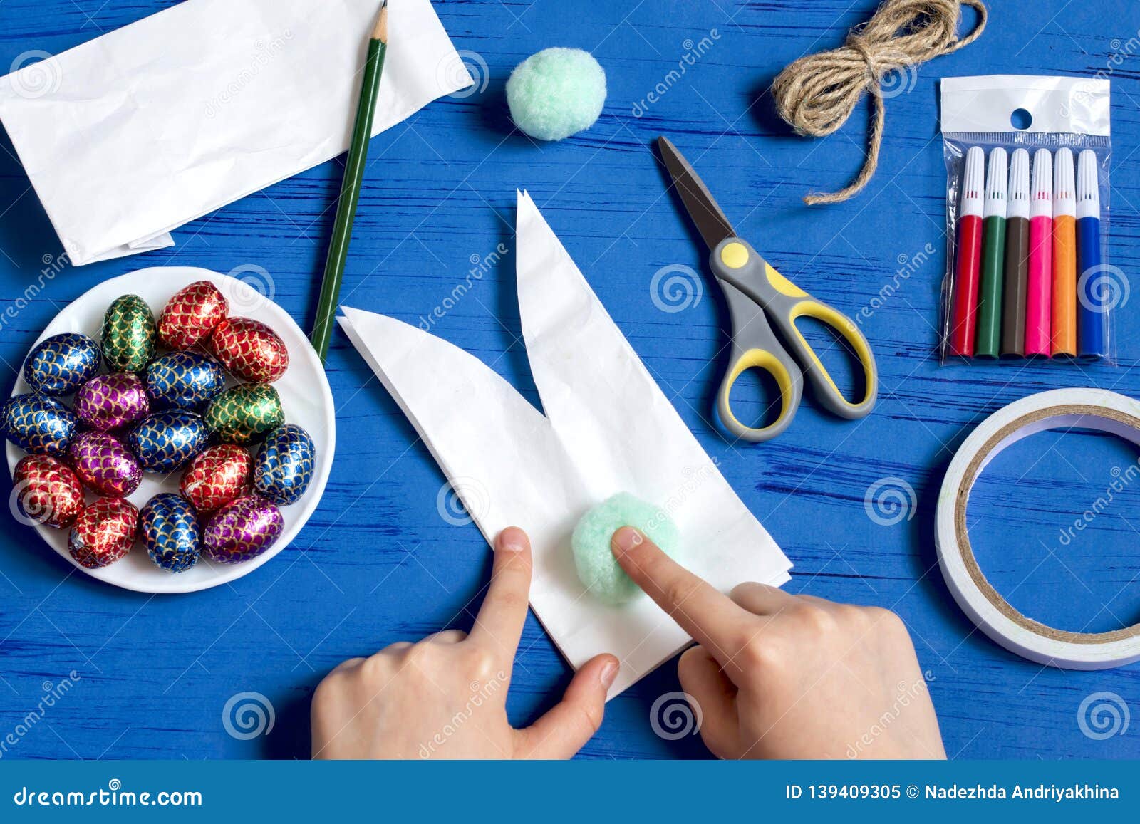 How To Make Package for Sweets in Form of Easter Bunny. Step 4 Stock ...
