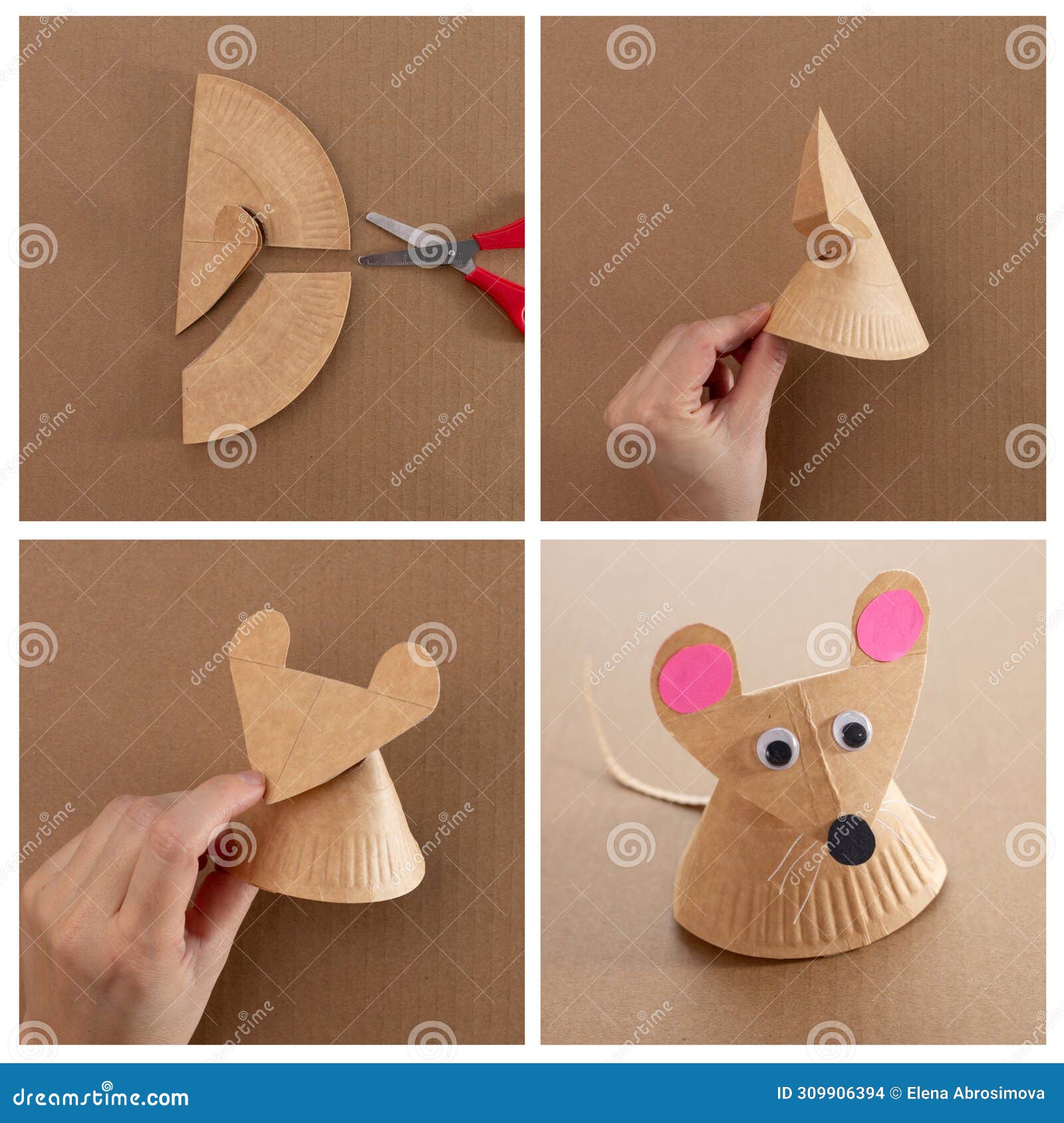 How To Make a Paper Plate Mouse Craft Stock Photo - Image of funny ...