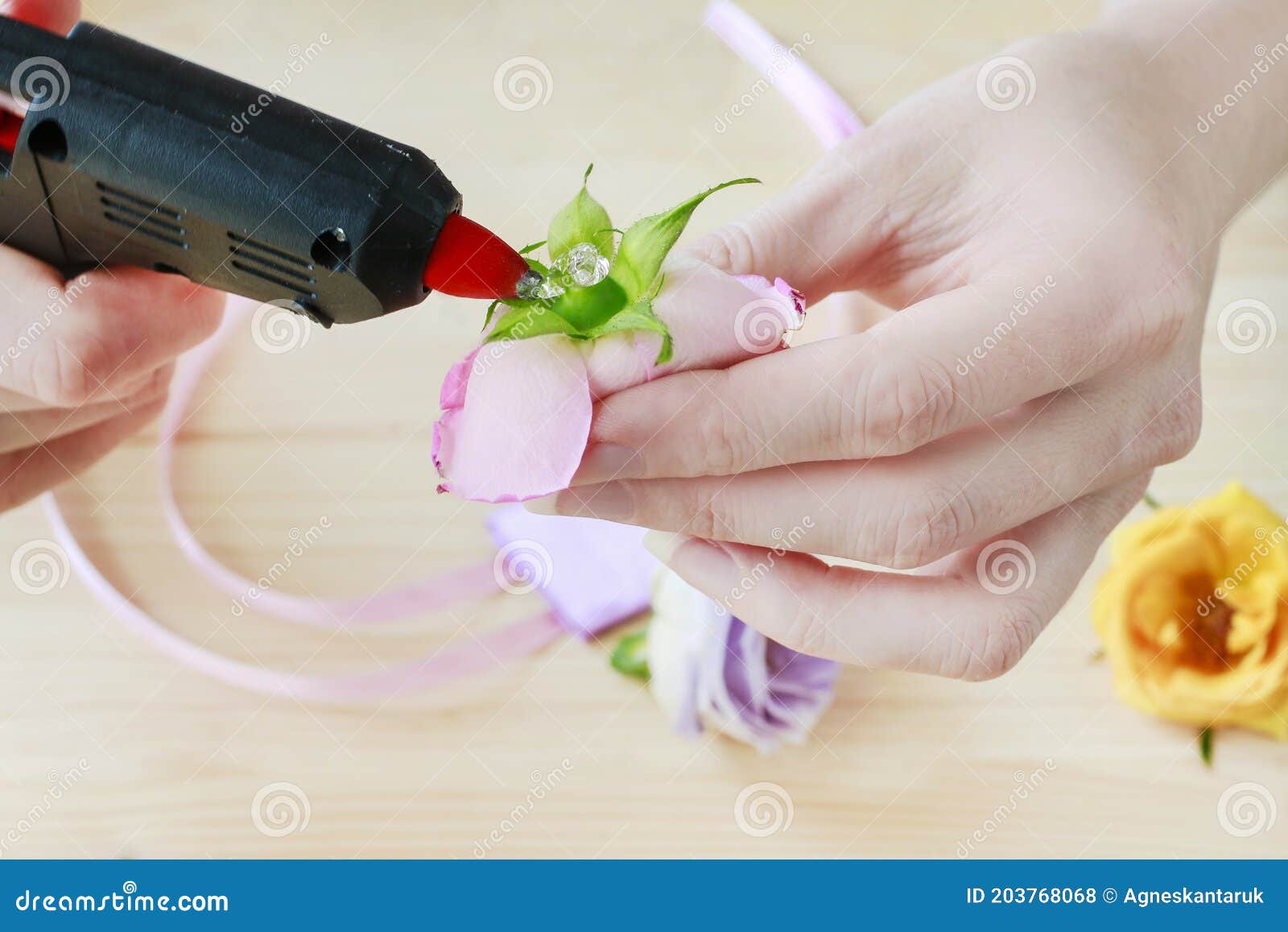 How To Make a Wrist Corsage. Step by Step, Tutorial Stock Photo - Image ...