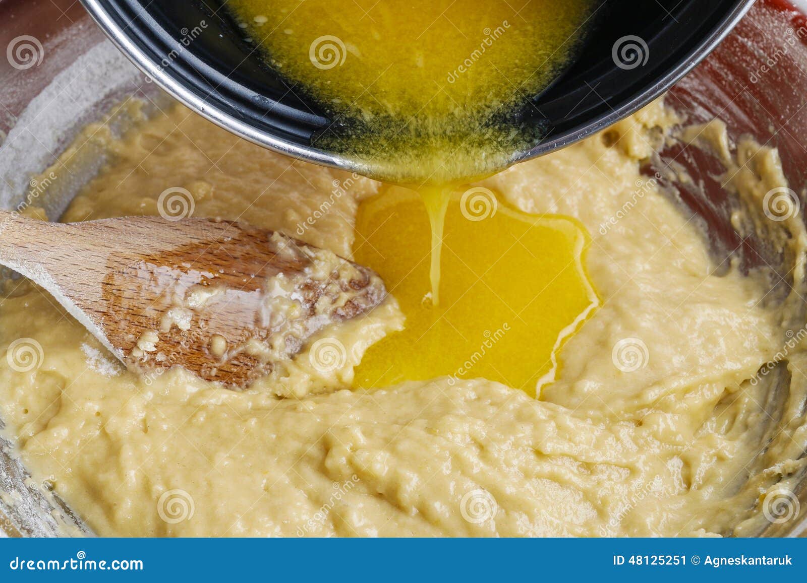 How To Make Yeast Dough Step Step Add Melted Butter Stock Photos - Free ...