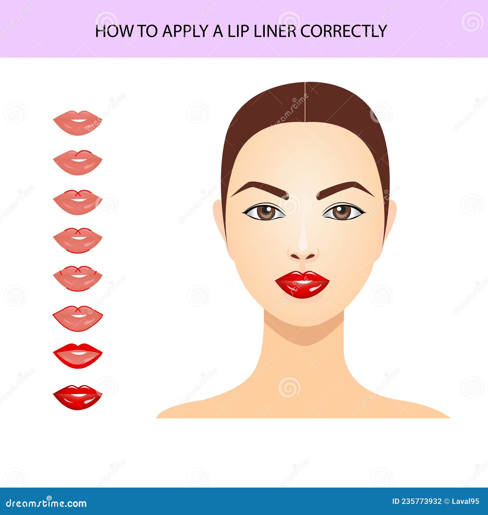 How To Paint Lips with a Liner, Vector Illustration Stock Vector ...