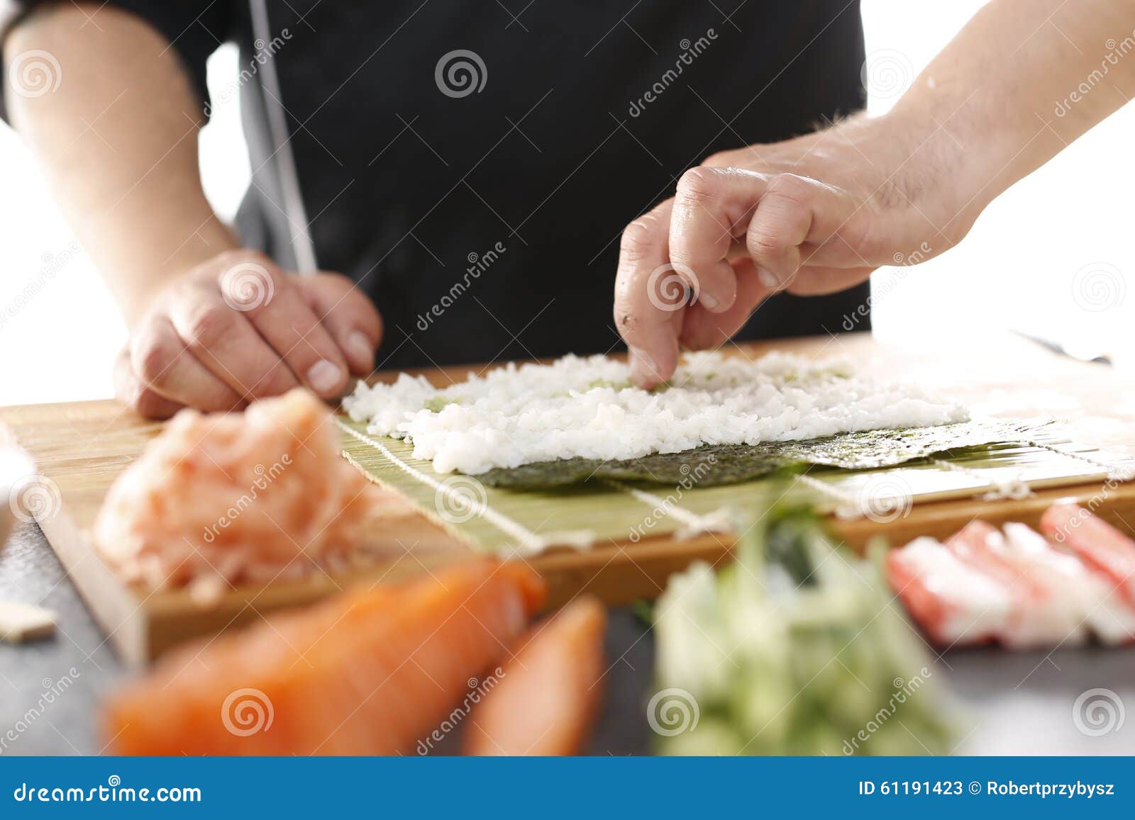 How to prepare sushi? stock image. Image of diet, prepare - 61191423