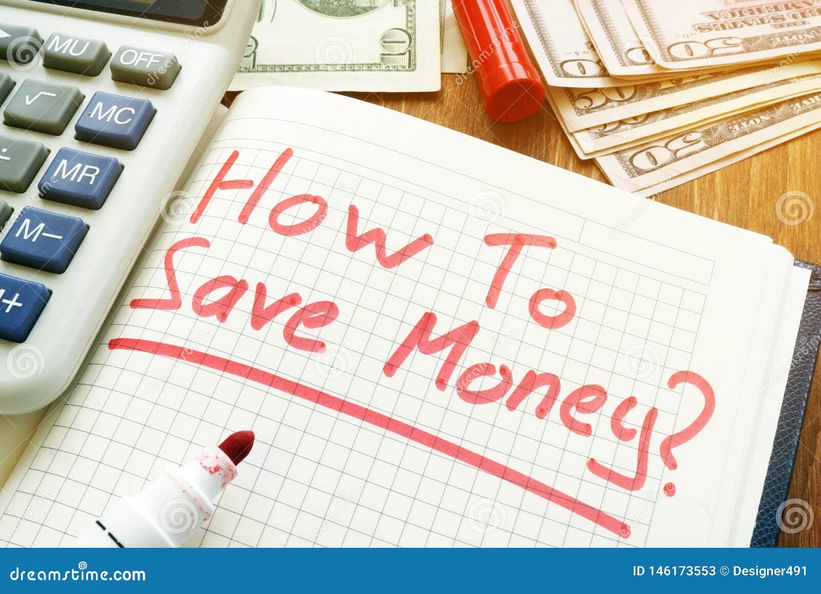 How To Save Money. Calculator, Cash and Note Stock Image - Image of ...