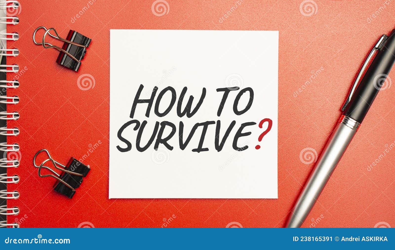 How To Survive Sign on Sheet of Paper on the Red Notepad with Pen Stock ...