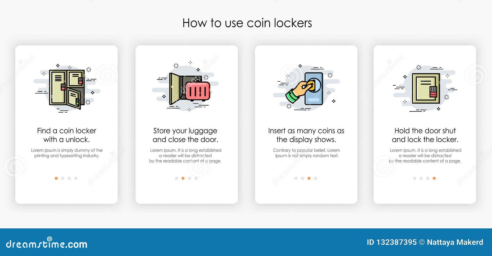 How To Use Coin Locker. Modern and Simplified Vector Illustration Stock ...