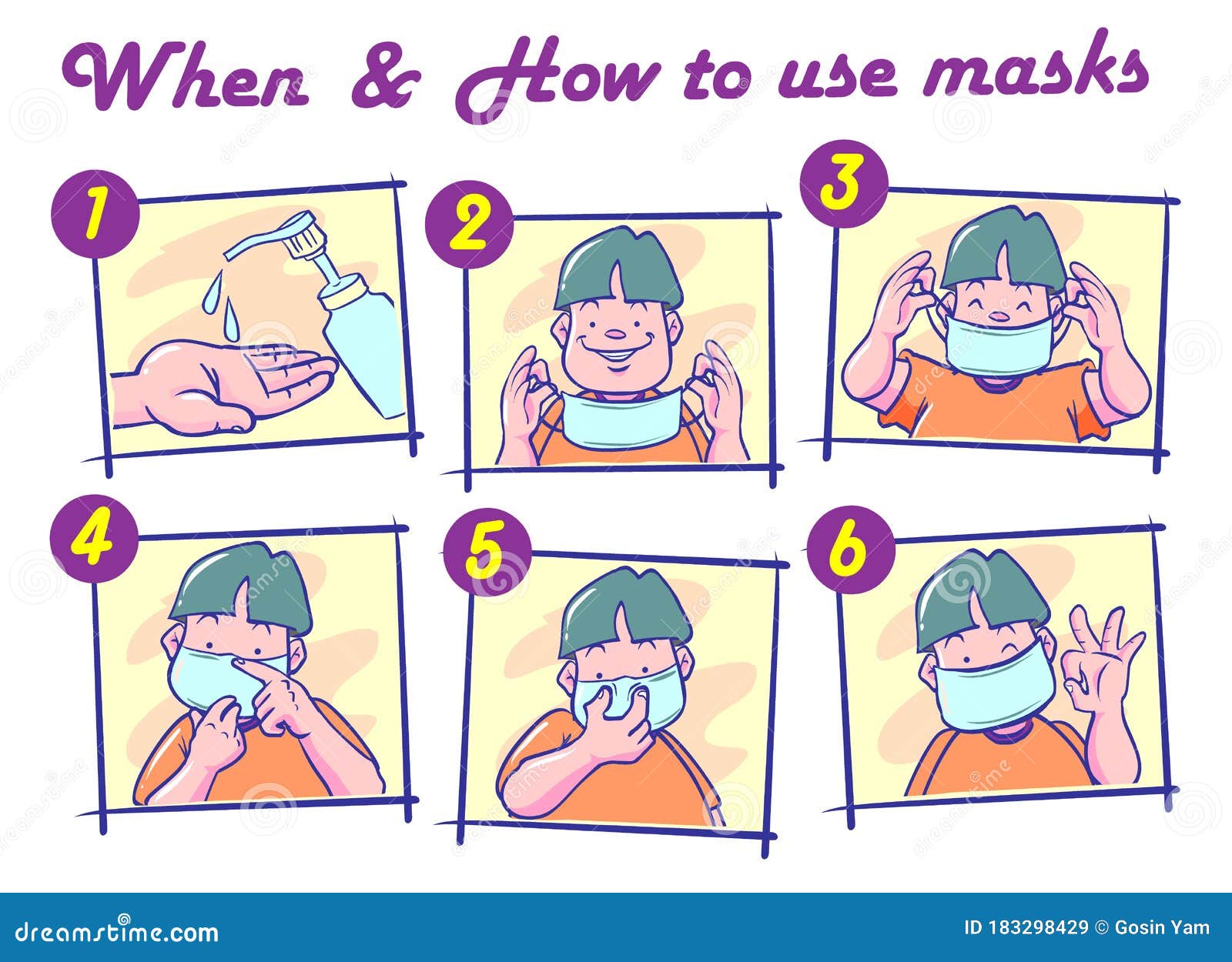 How to use masks correct. stock vector. Illustration of human - 183298429