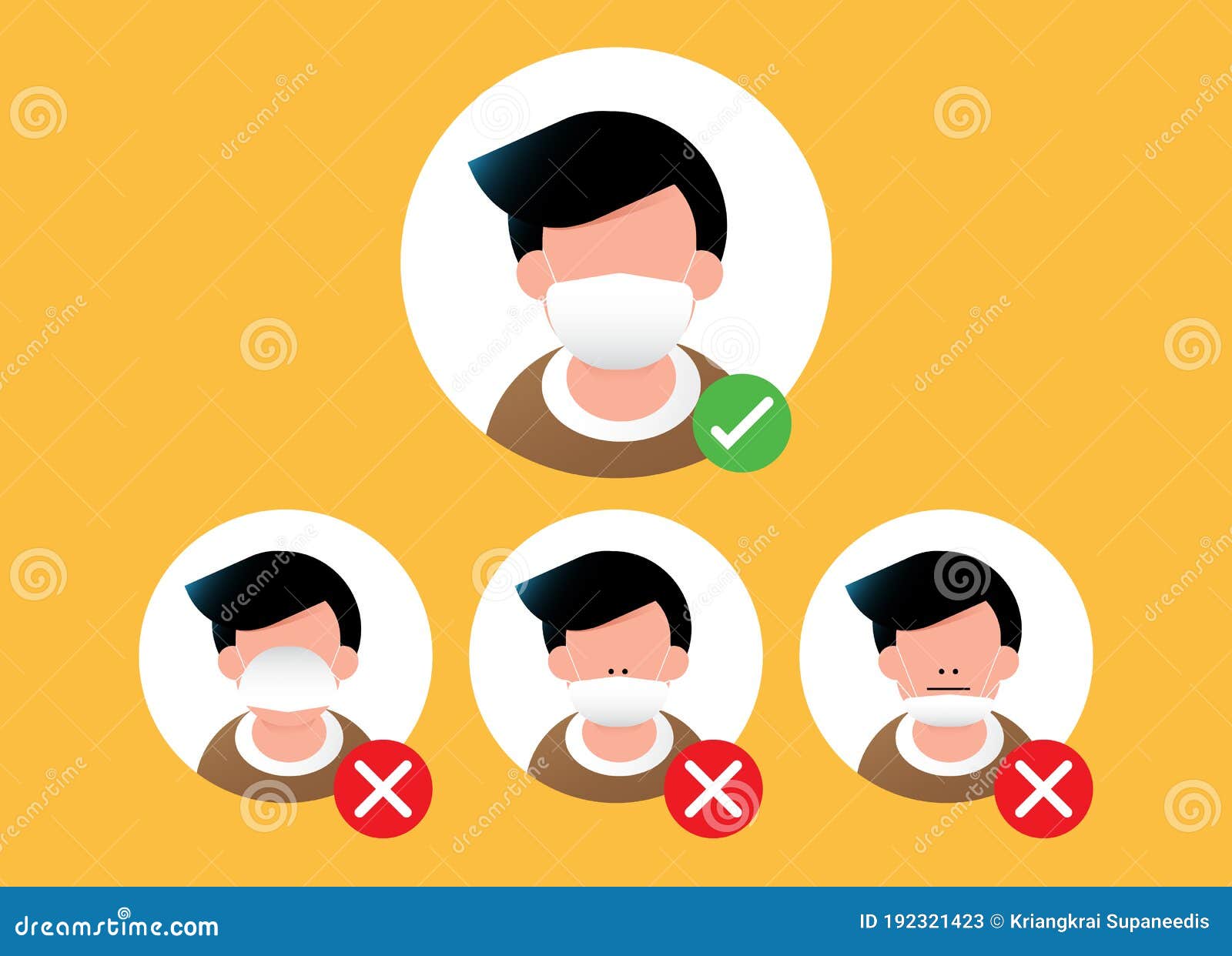 How To Wearing Protective Mask Correctly Stock Vector - Illustration of ...