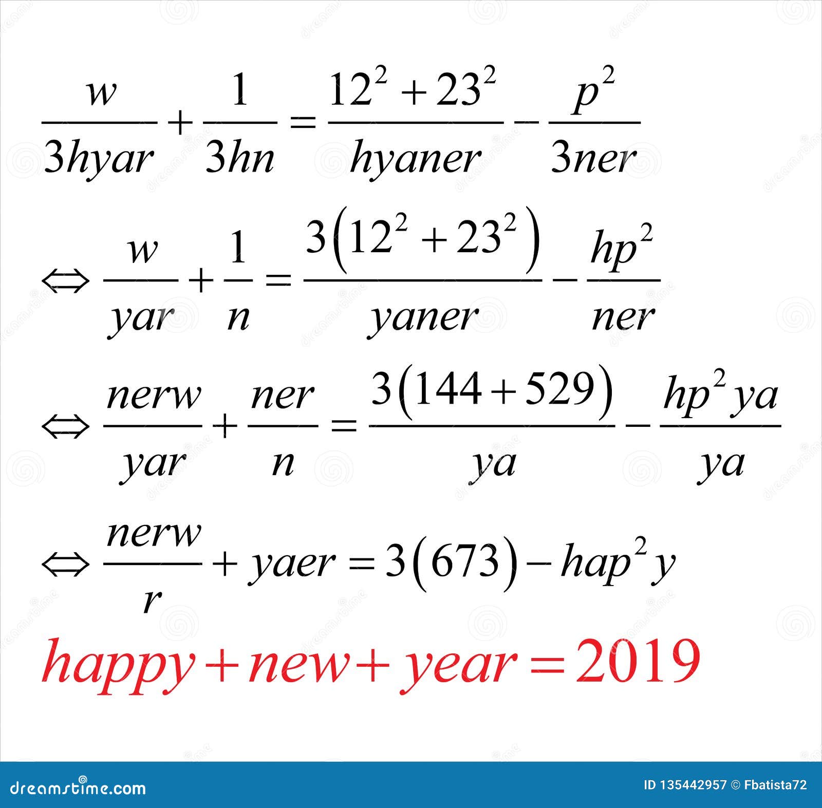 How To Wish Happy New Year 2019 Using Mathematics Stock Image - Image ...