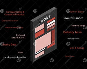 How To Write An Invoice With Invoice Element In 3D Vector Stock Vector Illustration Of Note 