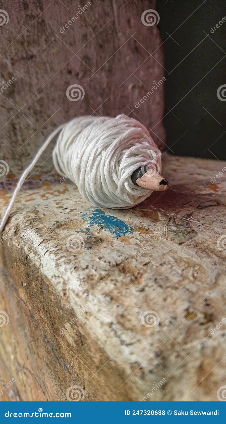 How White Thread is Wrapped Around a Pencil Stock Photo - Image of wood ...