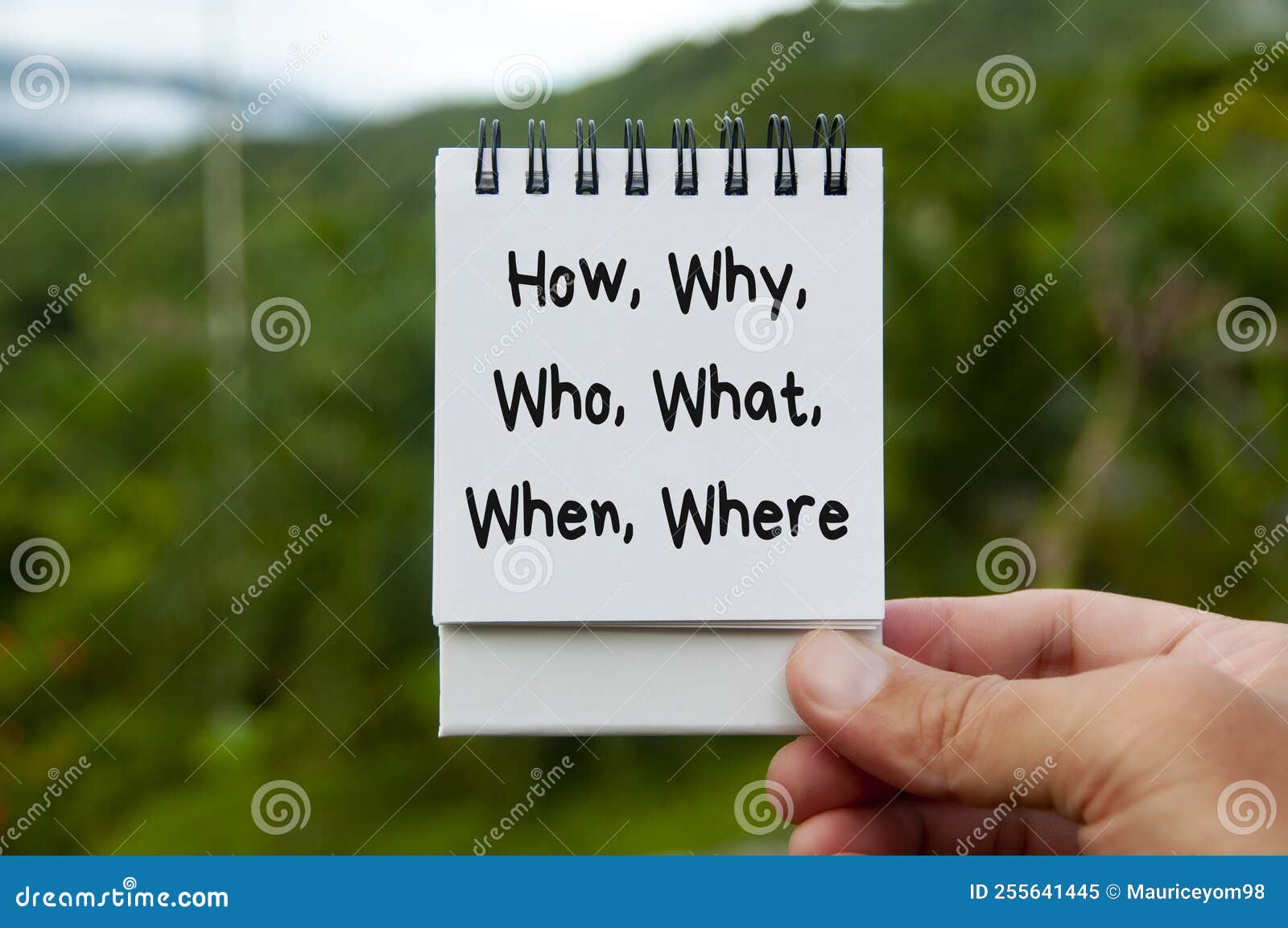 How, Why, Who, What, when and Where Text on Calendar Pad with Blurred ...