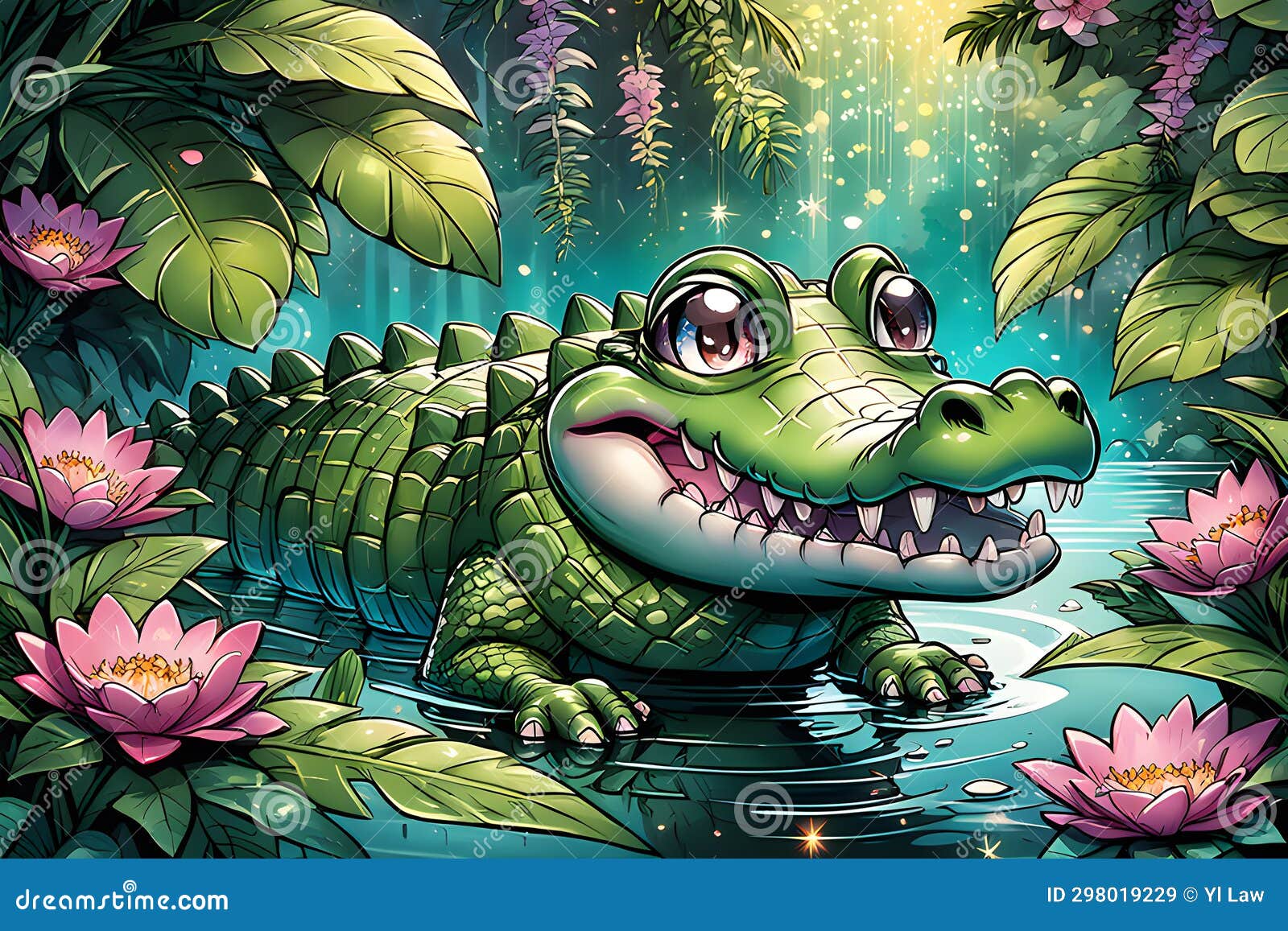 A Howard Robinson a Cute Crocodile in the Amazonas Stock Illustration ...