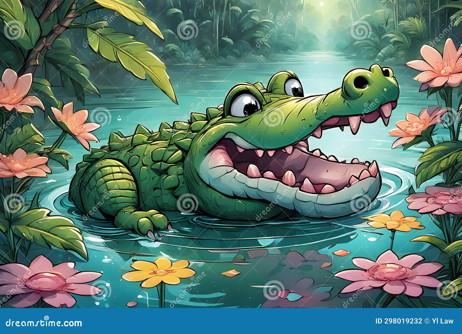 A Howard Robinson a Cute Crocodile in the Amazonas Stock Illustration ...