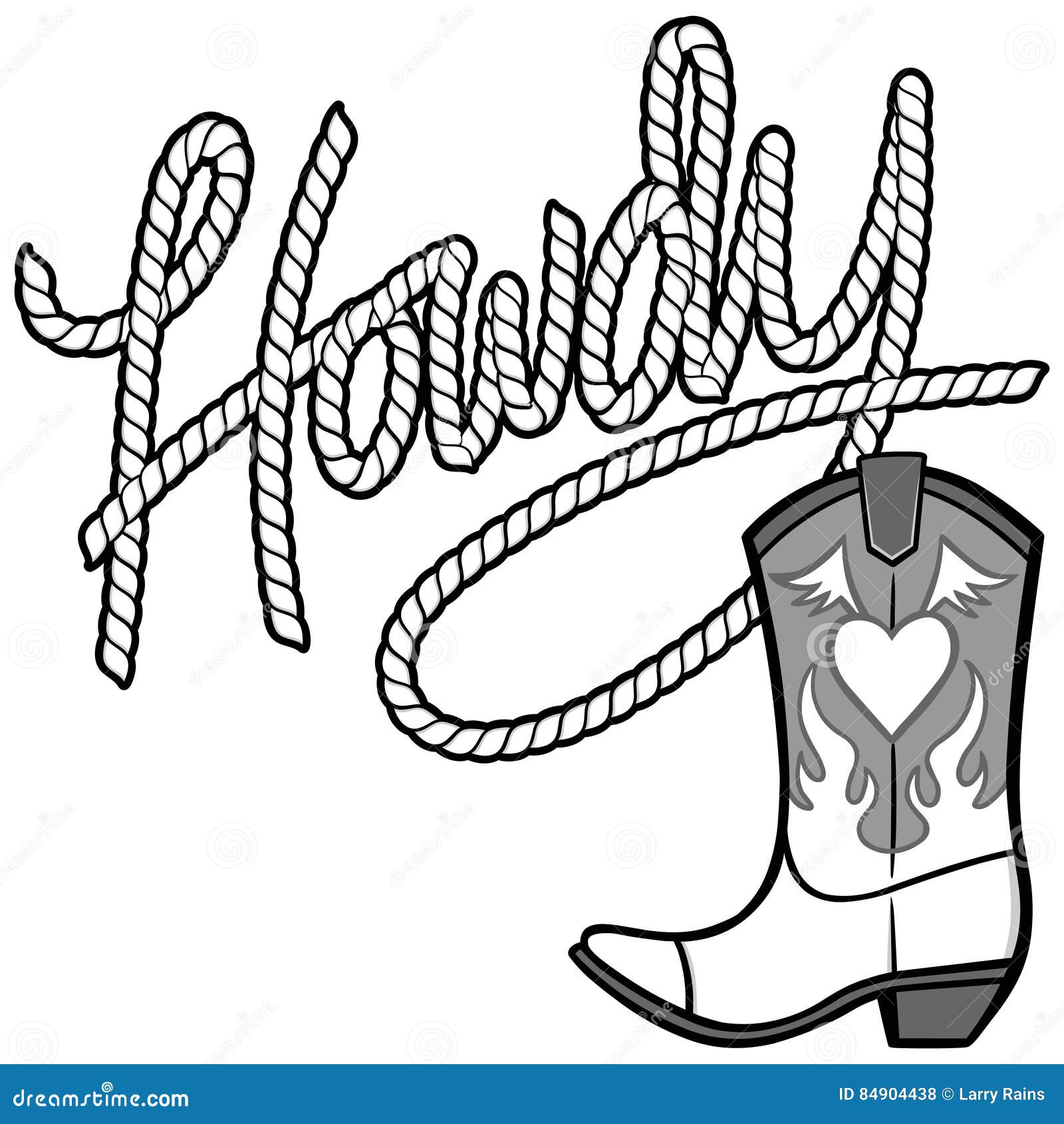 Howdy Cowgirl Rope and Boot Illustration Stock Vector - Illustration of ...