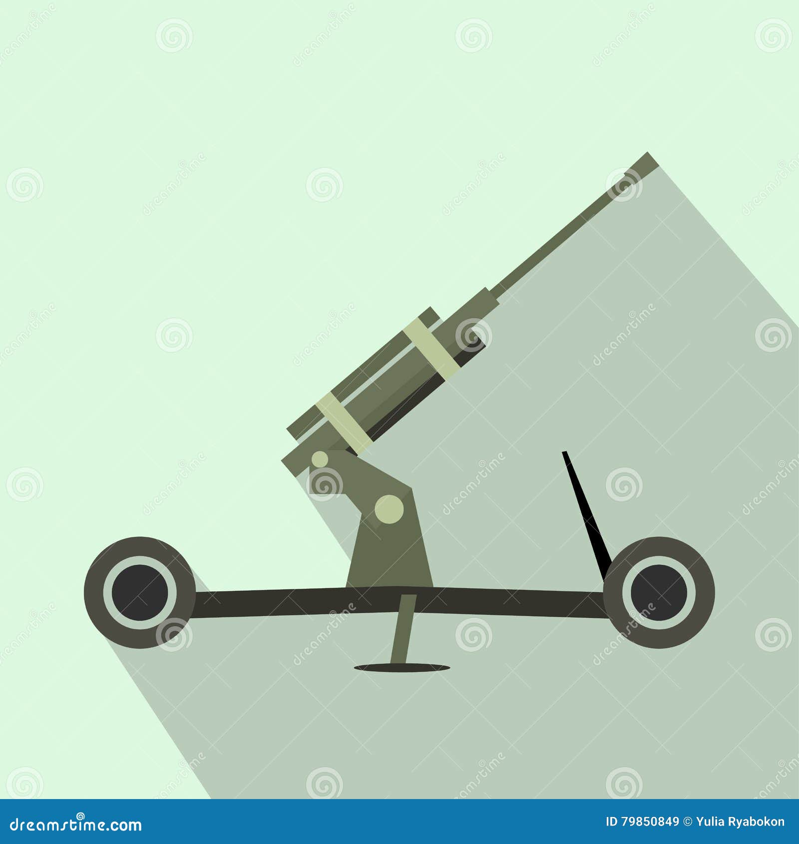 Artillery Gun Icon Green Cartoon Vector | CartoonDealer.com #105371791