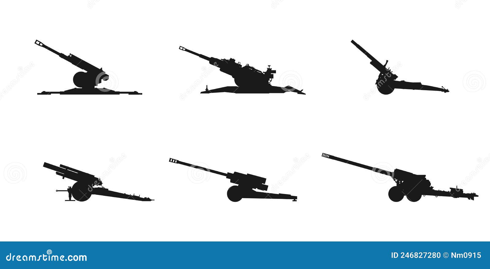 Howitzer And Artillery Gun Icon Set Army Artillery Systems Isolated Vector Image For Military