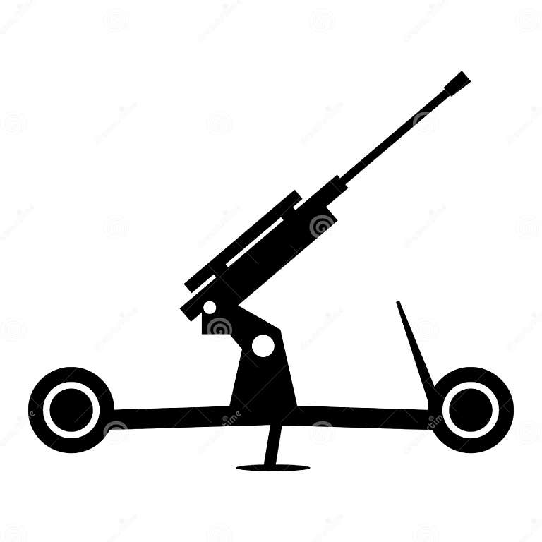 Howitzer Artillery Simple Icon Stock Vector - Illustration of barrel ...