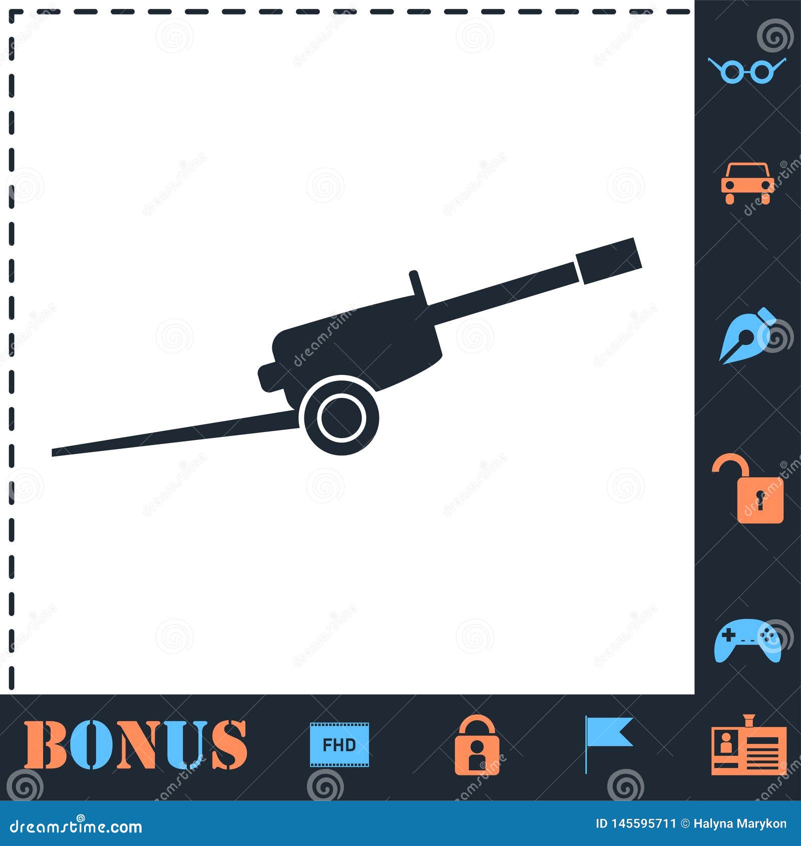 Howitzer icon flat stock vector. Illustration of technology - 145595711