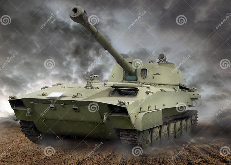 Howitzer motorised tank stock photo. Image of ground, army - 4173792