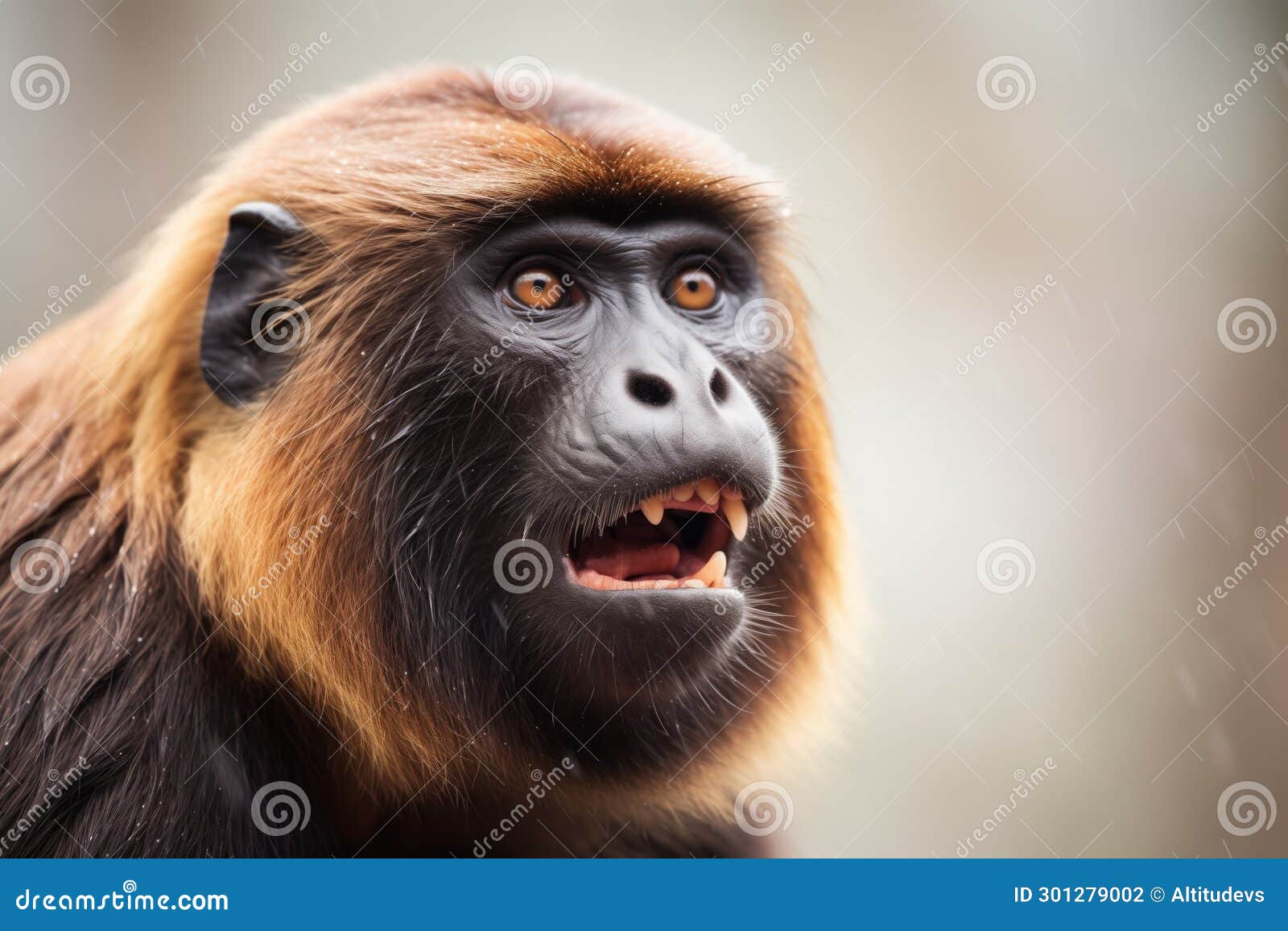 Howler Monkey with Intense Eyes while Vocalizing Stock Photo - Image of ...