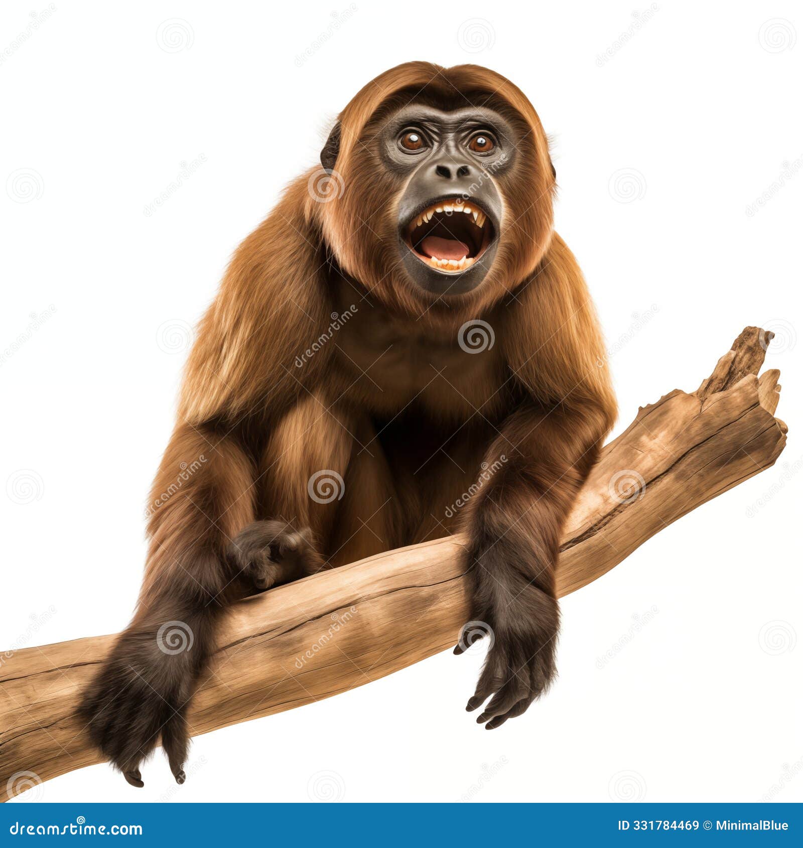 Howler Monkey Screaming on a Tree Branch Stock Illustration ...