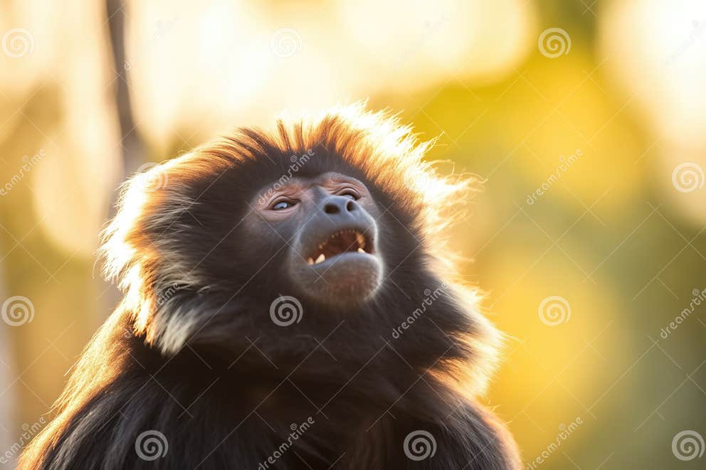 Howler Monkey Shaking Head while Calling at Sunrise Stock Image - Image ...