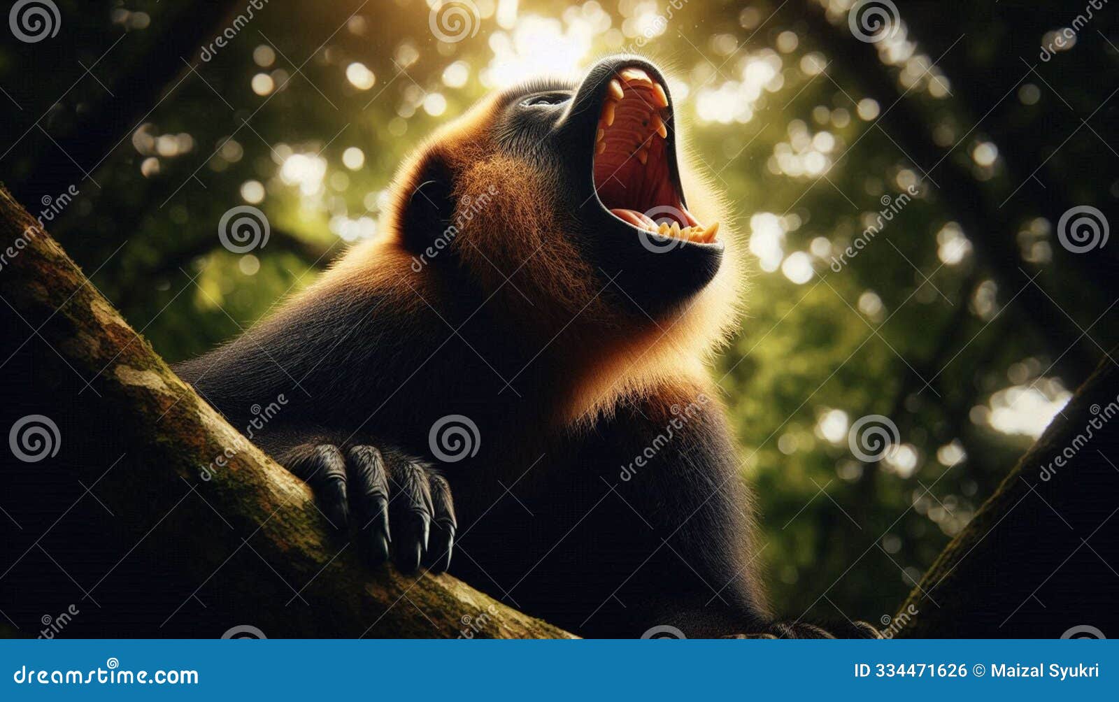 Howler Monkey Outline Silhouette Generative Ai Vector Illustration ...