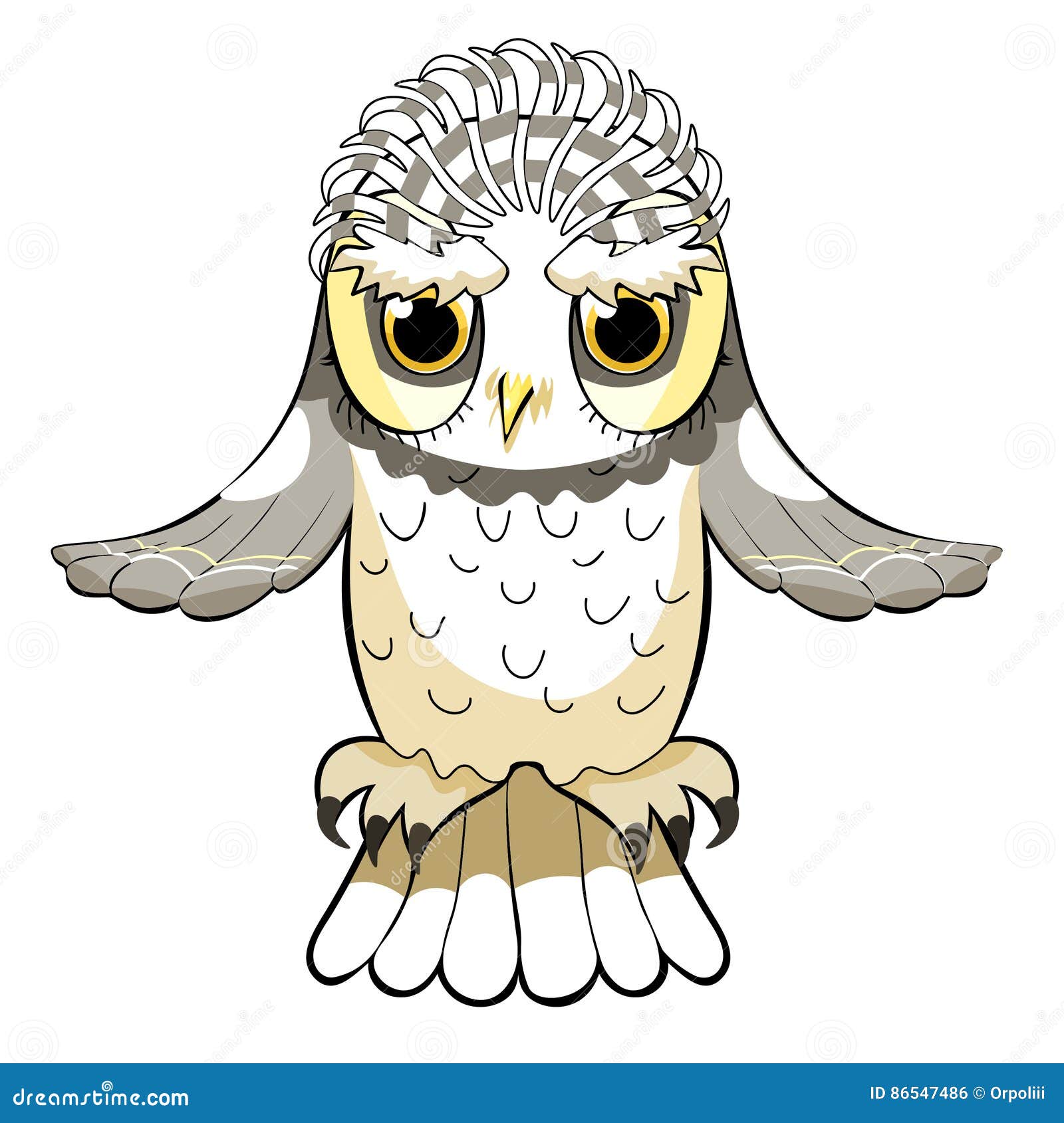 Howlet Bird with a Raised Wings. Vector Illustration Stock Vector ...