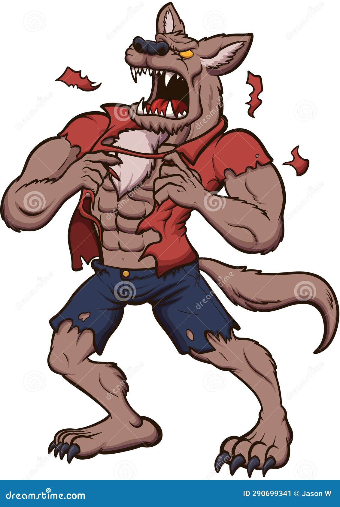 Howling Cartoon Werewolf. Vector Illustration With Simple Gradients ...