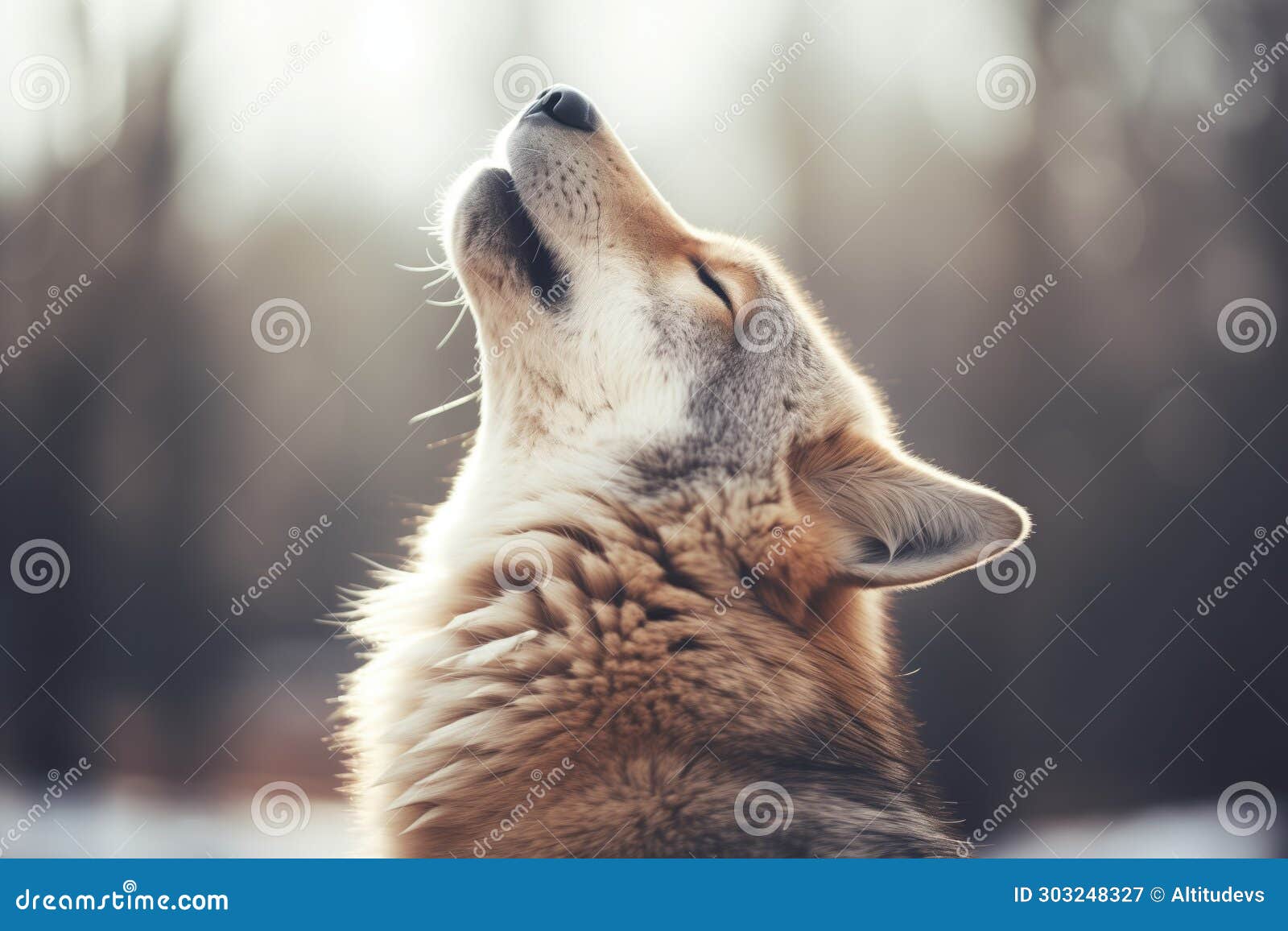 Howling Grey Wolf with Breath Visible in Cold Air Stock Illustration ...