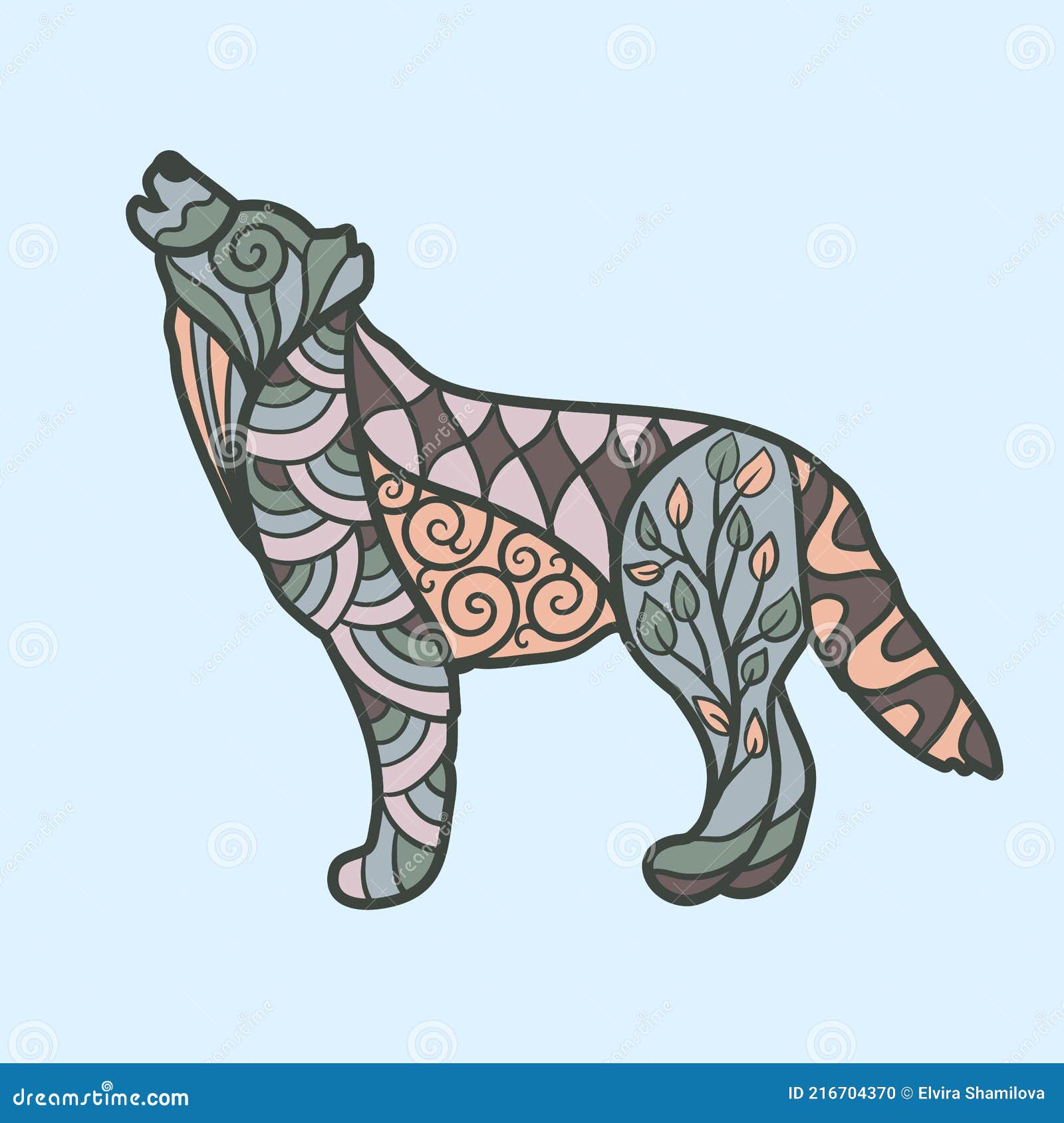 Howling Wolf with Abstract Patterns, Zenart Stock Vector - Illustration ...