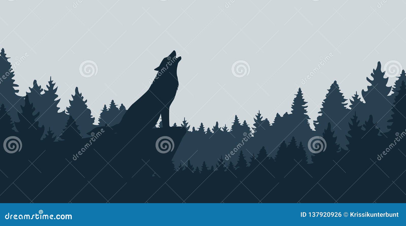 Howling Wolf on a Cliff in the Forest Stock Vector - Illustration of ...