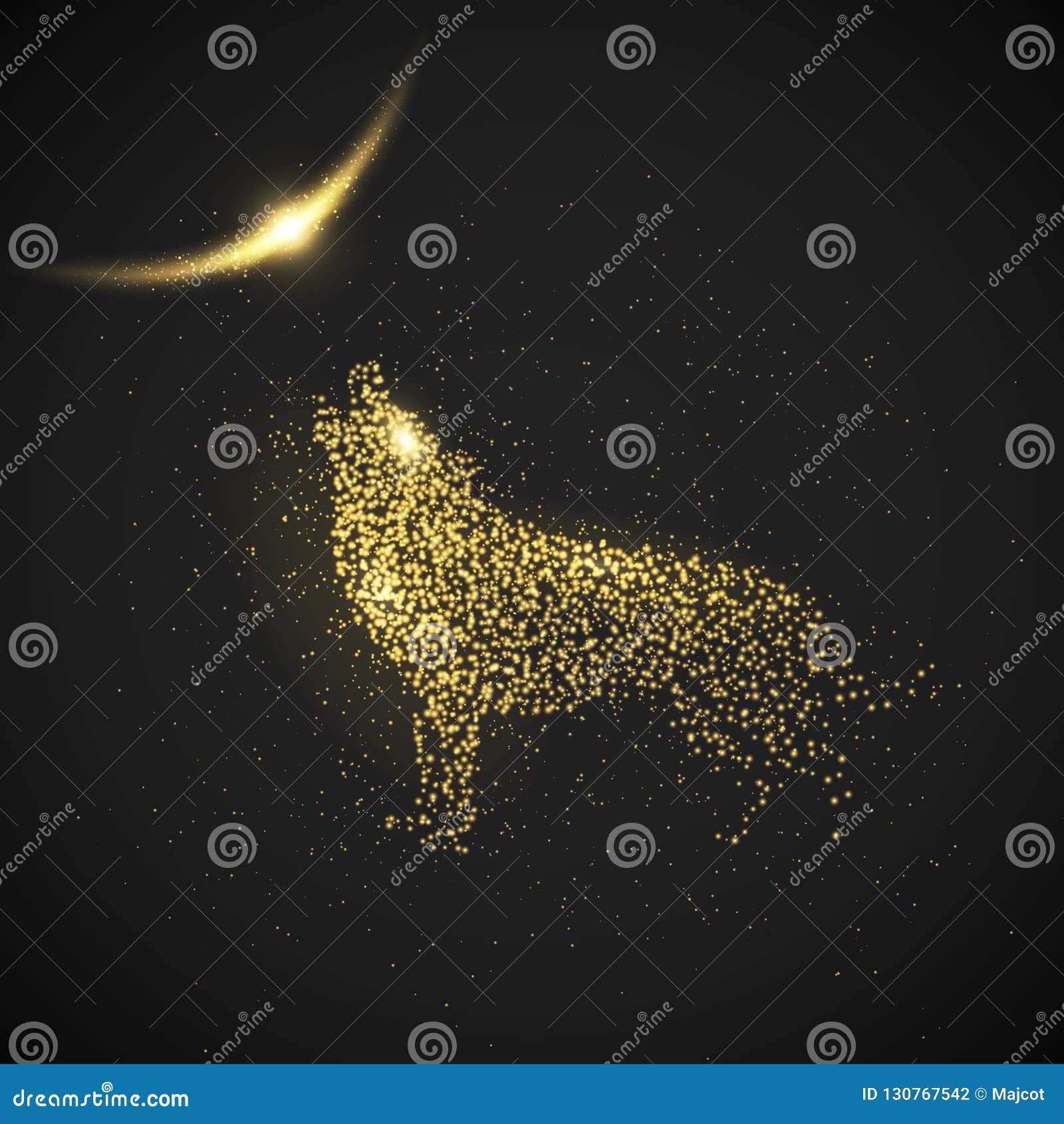 Howling Wolf. Gold Glitter Particles Stock Vector - Illustration of ...
