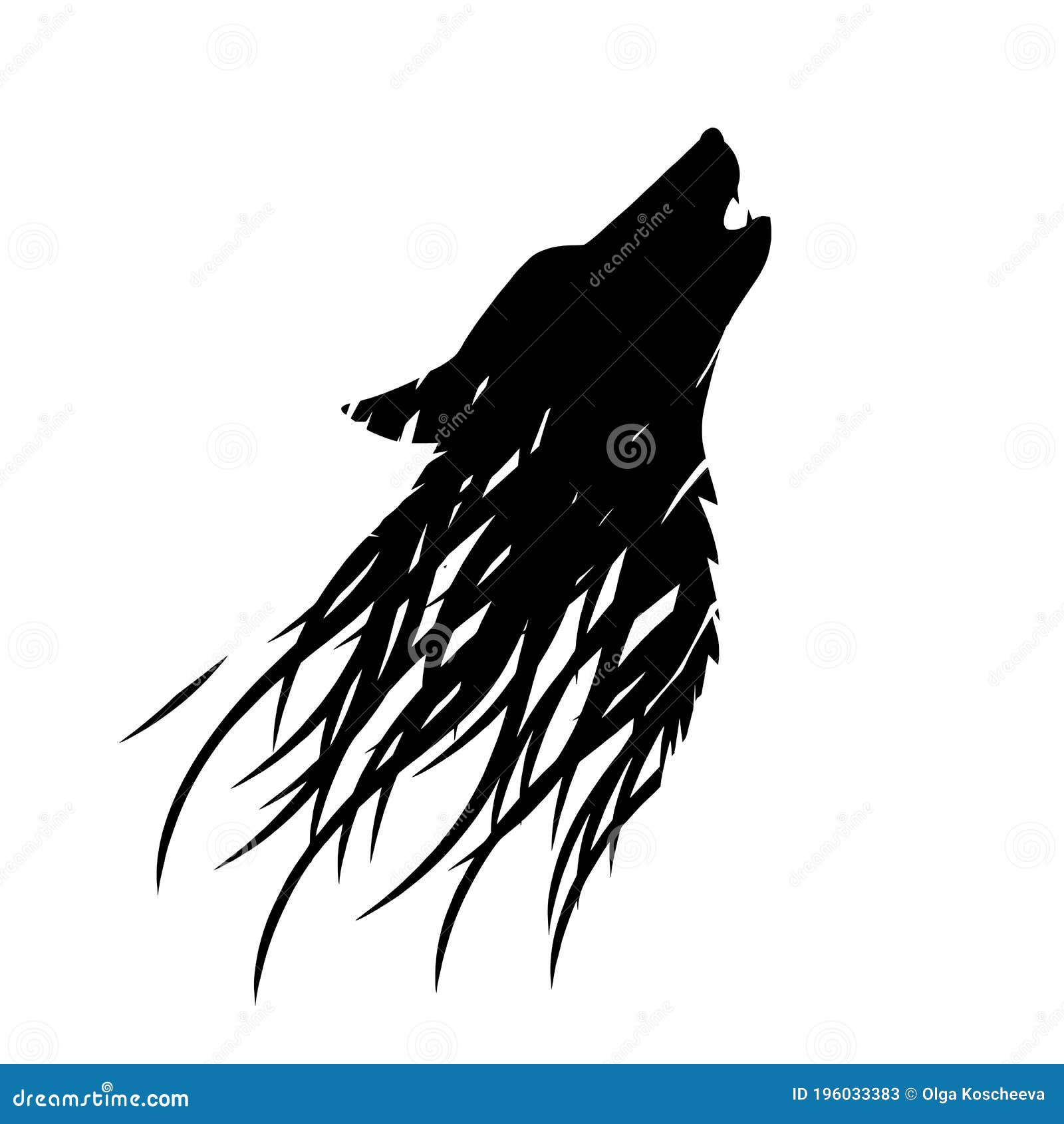 Howling Wolf Head Silhouette Stock Vector - Illustration of line ...